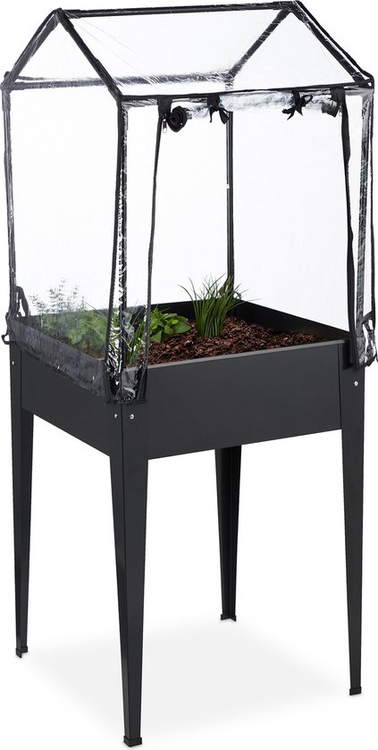 Relaxdays moestuinbak op poten met kweekkas - verhoogde kruidenbak ...