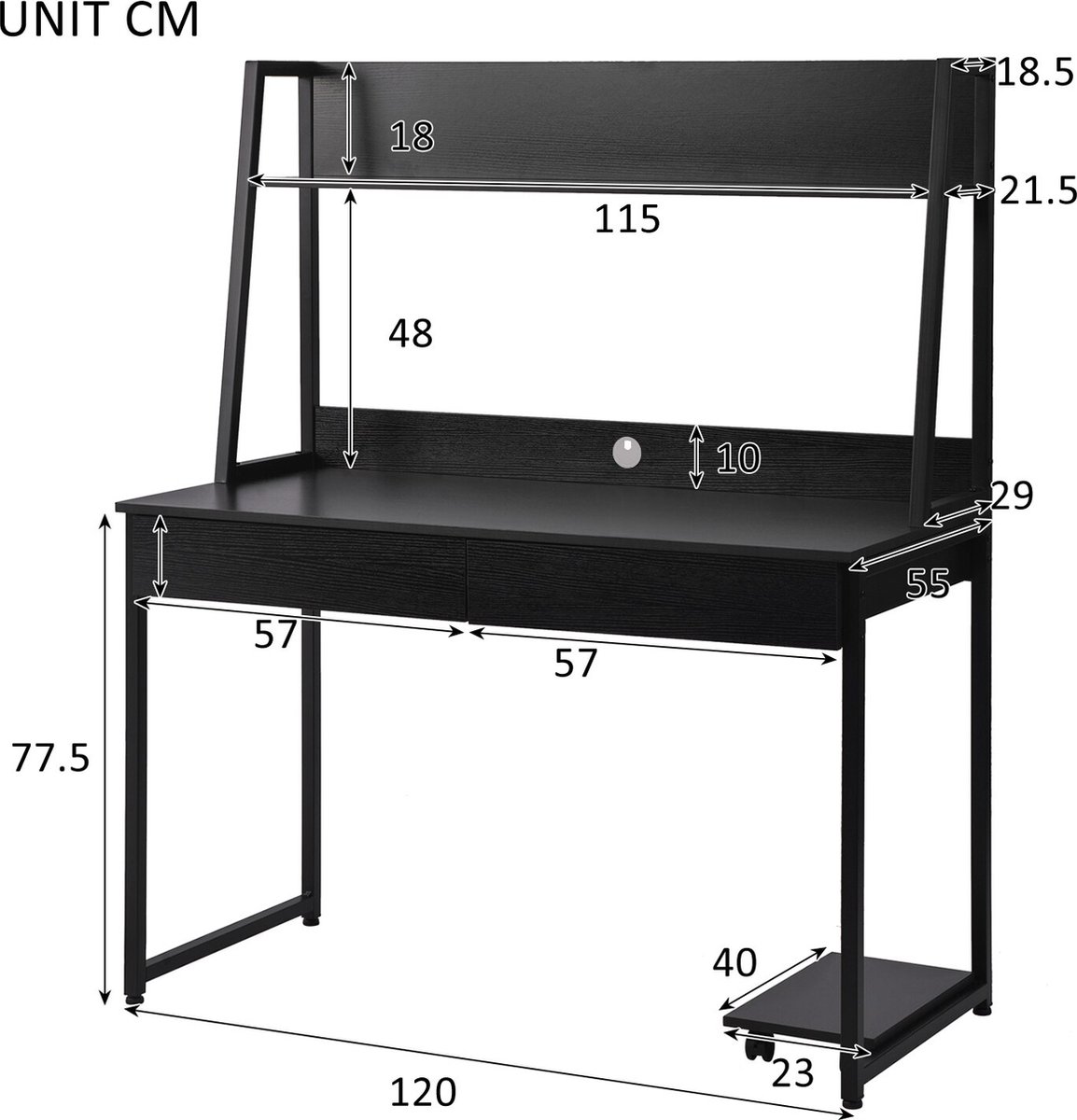 Computer Bureaus - met Planken - 2 Laden - Desktop - Draagbaar Bureau ...