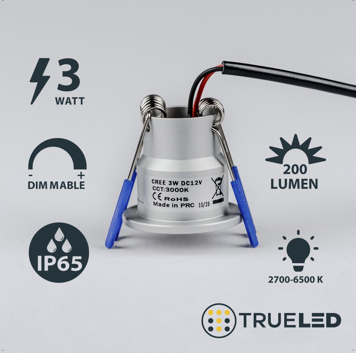 LED Inbouwspots 3 Watt - Complete Set met 12 Spots - Dimbare Mini LED ...