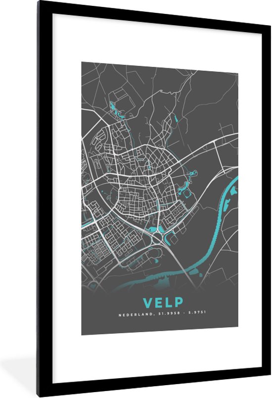 Fotolijst incl. Poster - Velp - Stadskaart - Plattegrond - Kaart ...