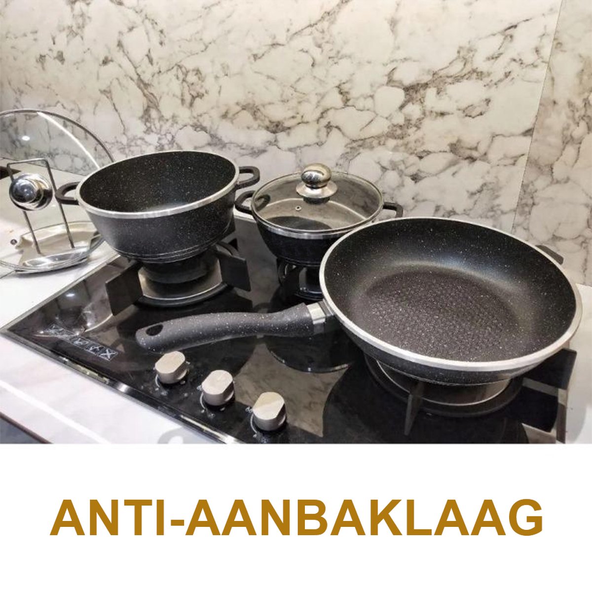 KitchenPrince 12-Delige Pannenset Zwart - PFAS-Vrij - pannenset ...