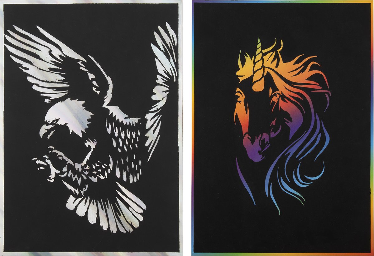 Grafix 2-pack Scratch Art | Krastekeningen met zilver effect | Dieren ...