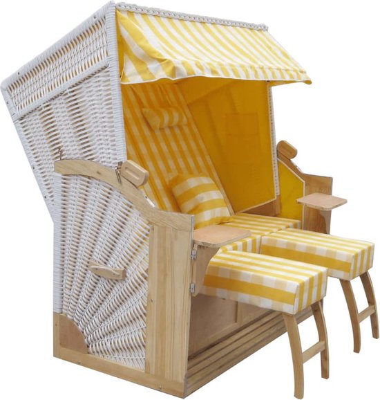 vidaXL Strandkorf Deluxe XL geel-wit 2 personen | bol.com