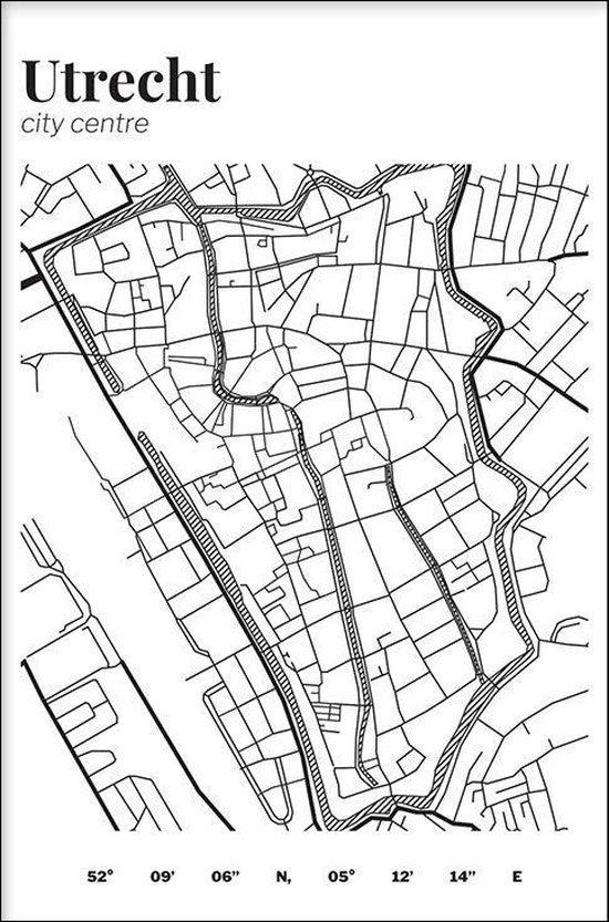 Walljar - Plan de la ville d'Utrecht Centrum III - Décoration murale ...