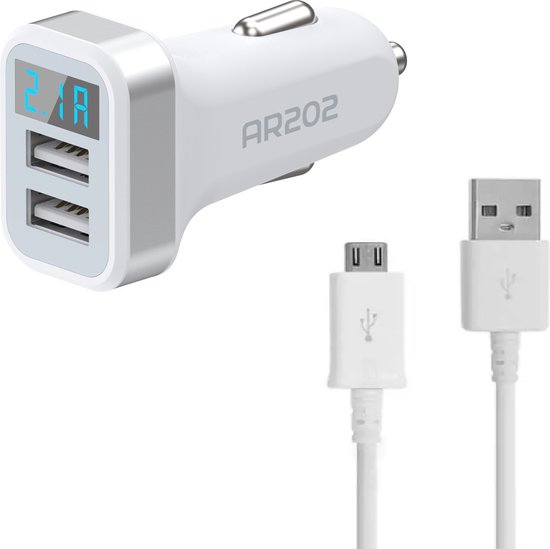 Autolader met Micro USB kabel - Auto Oplader Stekker Lader - Car USB ...