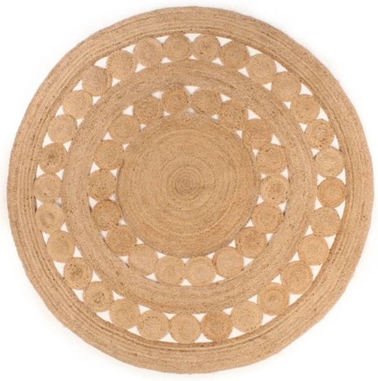 vidaXL - Tapijt - met - ontwerp - rond - 240 - cm - gevlochten - jute | bol