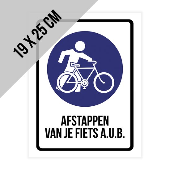 Pictogram/ bord | "Afstappen van je fiets a.u.b." | 19 x 25 cm ...