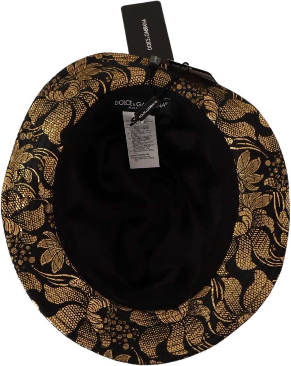 Dolce & Gabbana - Black Jacquard Gold Tone Lurex Bucket Hat | bol.com