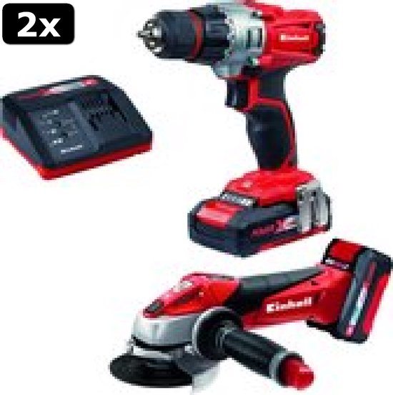2x Einhell Accu Power Tool Kit 18V/1.5Ah/3.0Ah (Accu Schroefmachine ...
