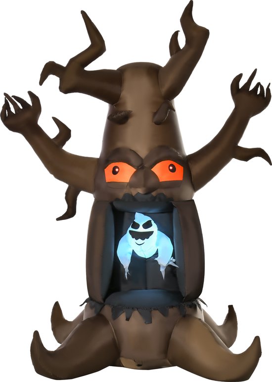 HOMCOM Opblaasbare Halloween-boom spook met 3 lampen voor in de tuin ...