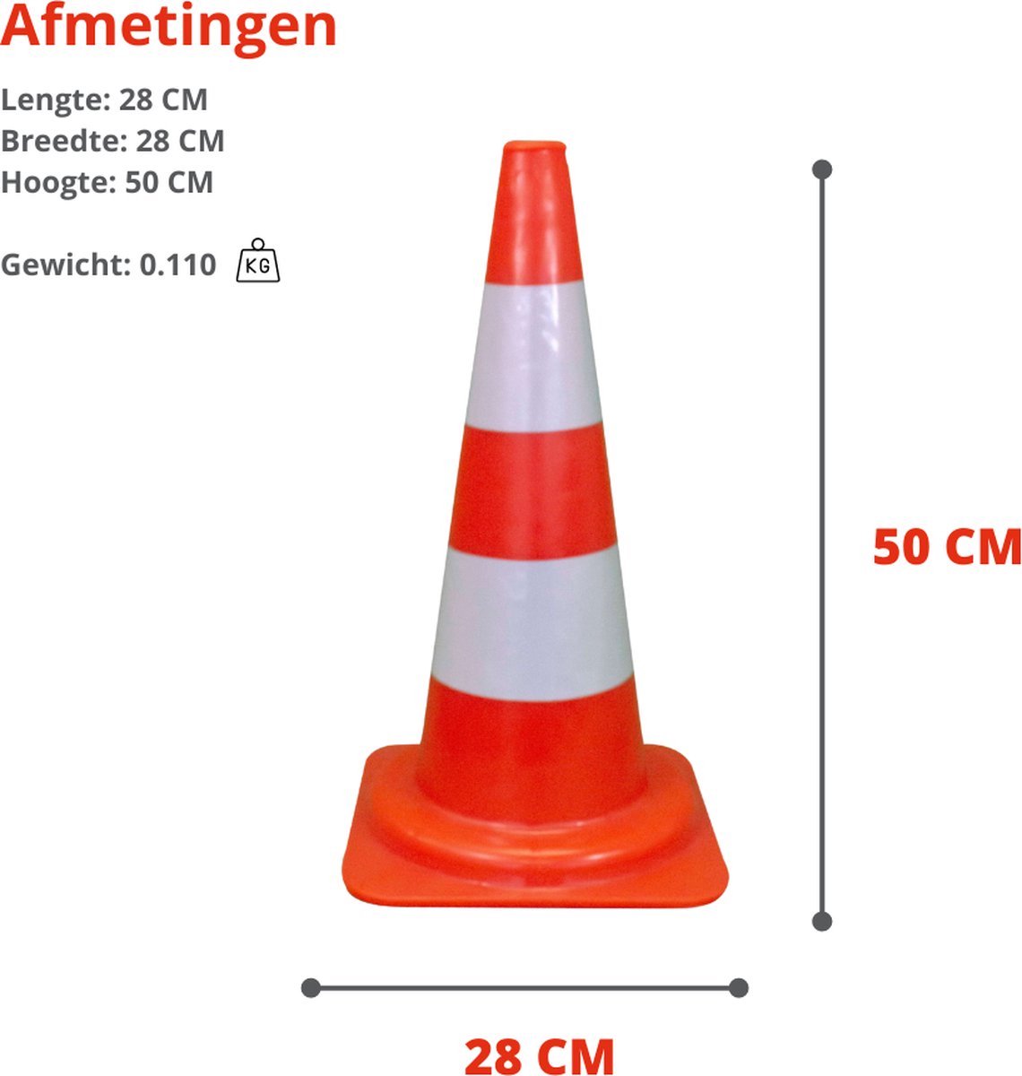Fluor Oranje Pion - 50cm hoog - PVC - pionnen - verkeerskegel | bol.com