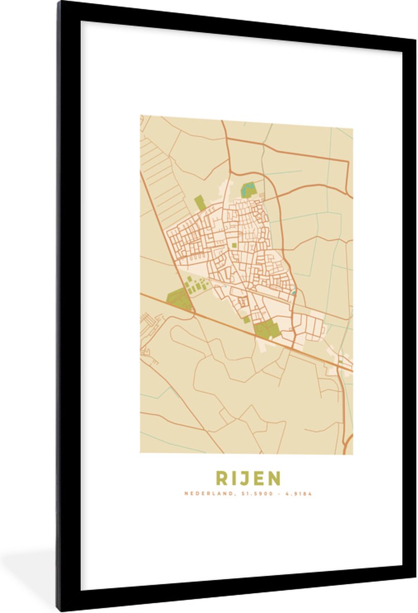 Fotolijst incl. Poster - Kaart - Plattegrond - Stadskaart - Rijen ...