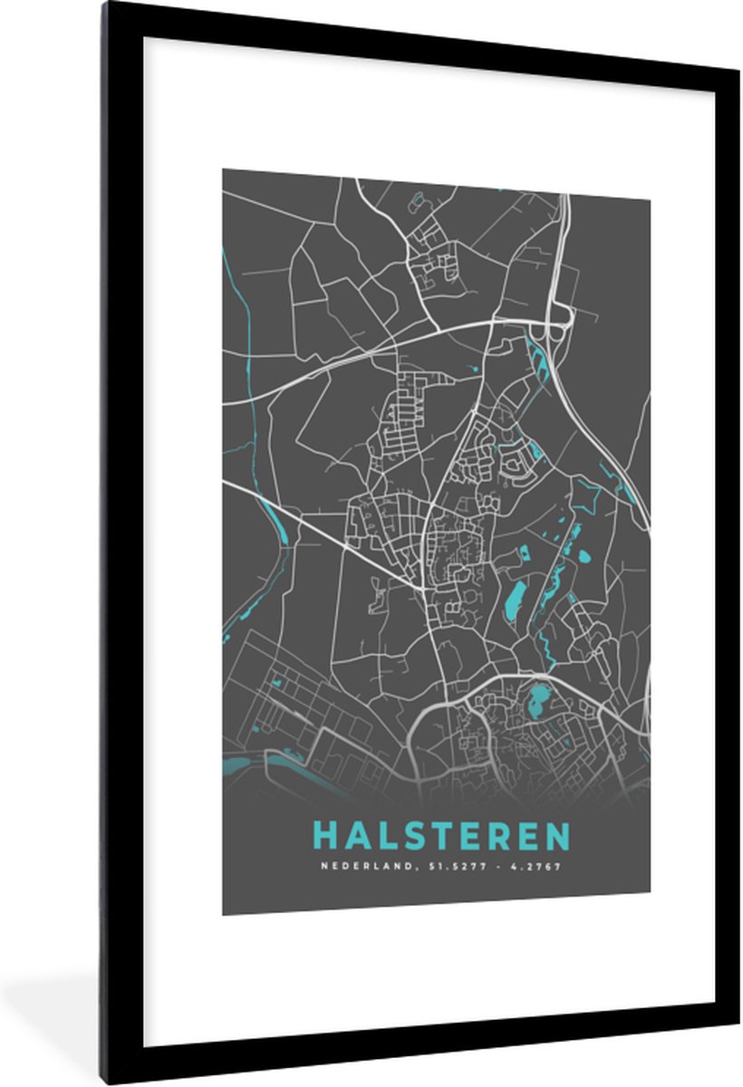 Fotolijst incl. Poster - Halsteren - Plattegrond - Kaart - Stadskaart ...