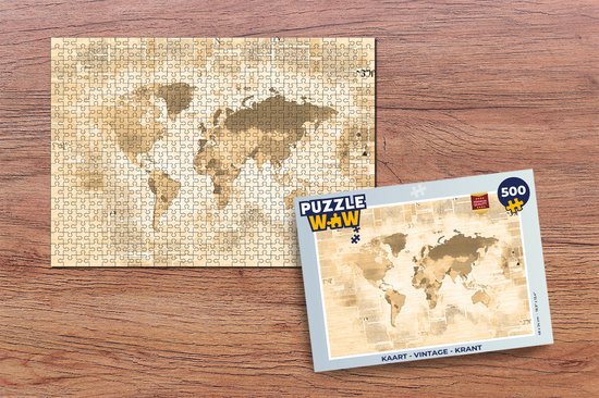 Puzzel Kaart - Vintage - Krant - Legpuzzel - Puzzel 500 stukjes | bol