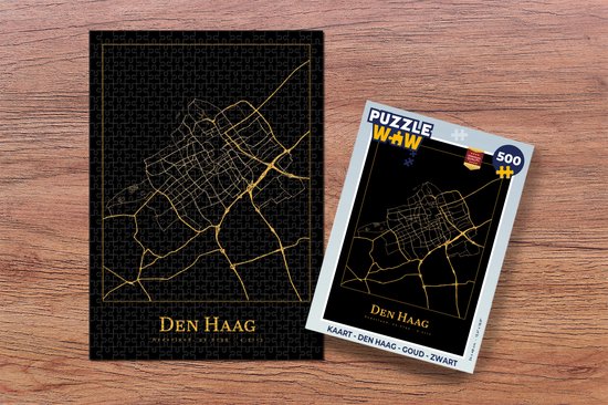 Puzzel Kaart - Den Haag - Goud - Zwart - Legpuzzel - Puzzel 500 stukjes ...