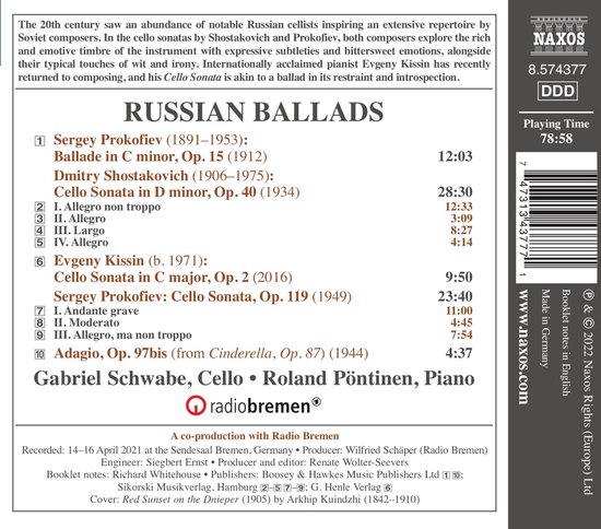 Gabriel Schwabe & Roland Pöntinen - Russian Ballads (CD), Gabriel ...