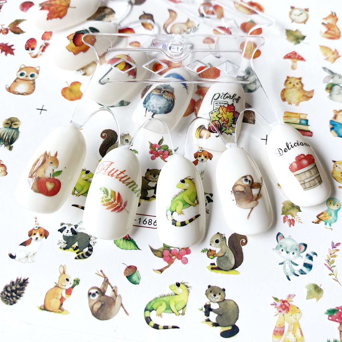 Nagel stickervel dieren met 9 designs water transfer stickers | egel ...