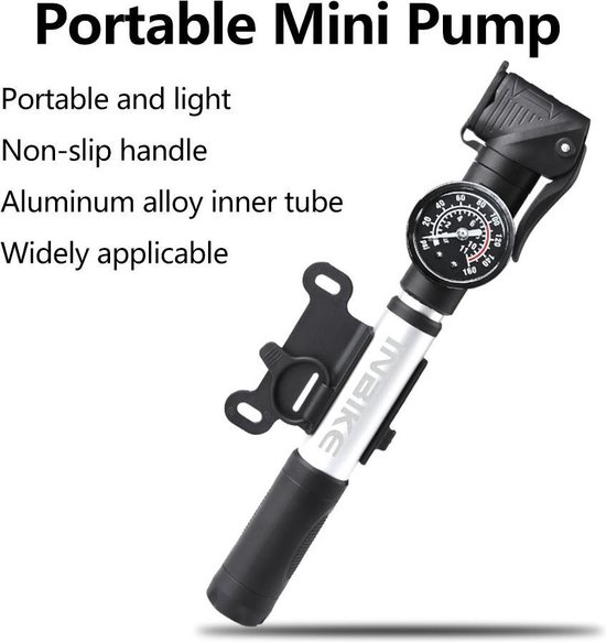 HANDT Inbike Fietspomp - draagbaar - Sportpomp - Compact - Fietspomp met drukmeter | bol