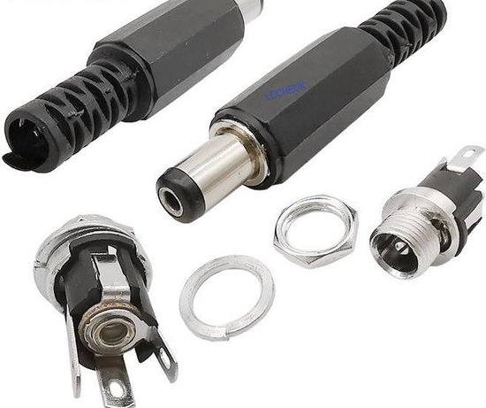 5.5mm x 2.1mm 5.5x2.1 dc voeding plug connector + vrouwelijke metalen ...