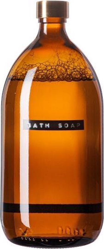 Wellmark Badzeep bruin glas messing dop fles 1000ml tekst BATH soap | bol