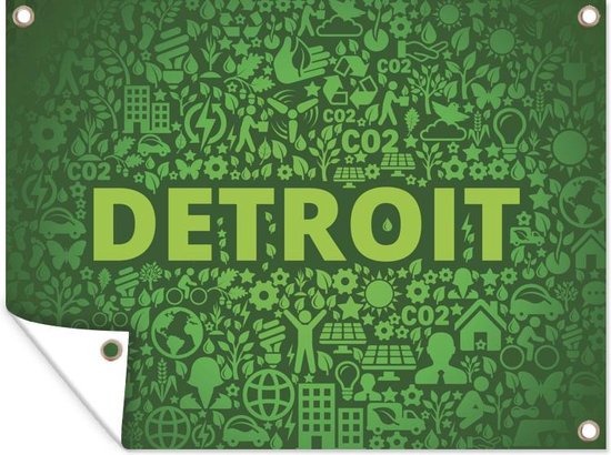 Illustration du nom de la ville Detroit sur fond vert affiche de jardin ...