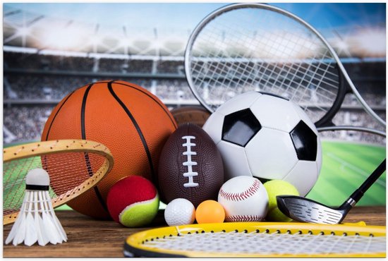 Poster – Verschillende Soorten Sport Ballen - 120x80cm Foto op ...