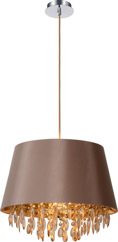 Lucide DOLTI - Hanglamp - Ø 45 cm - 1xE27 - Taupe | bol