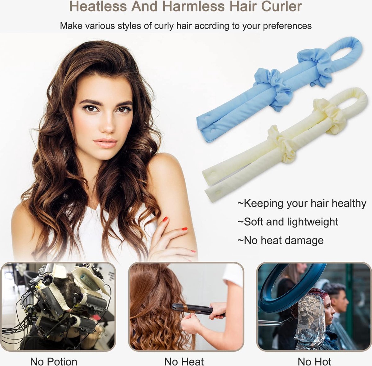 Krulspelden zonder hitte, doe-het-zelf heatless curls band krullen 's ...