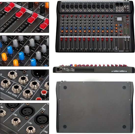 Xerolax Audio Mixer - Mengpaneel - DJ - Mixer - Gaming - 12 Kanaals | bol
