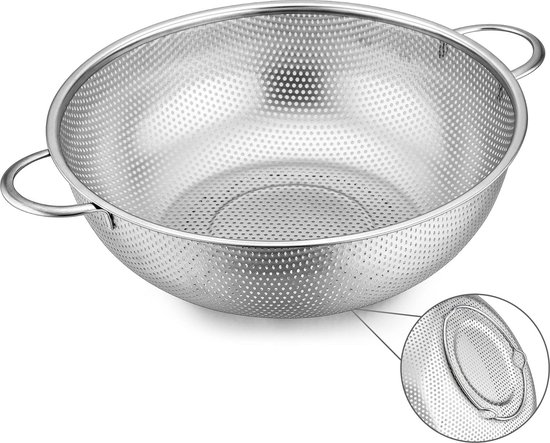 Zeef 28 cm, roestvrijstalen keukenzeef met handvat, microgeperforeerde ...