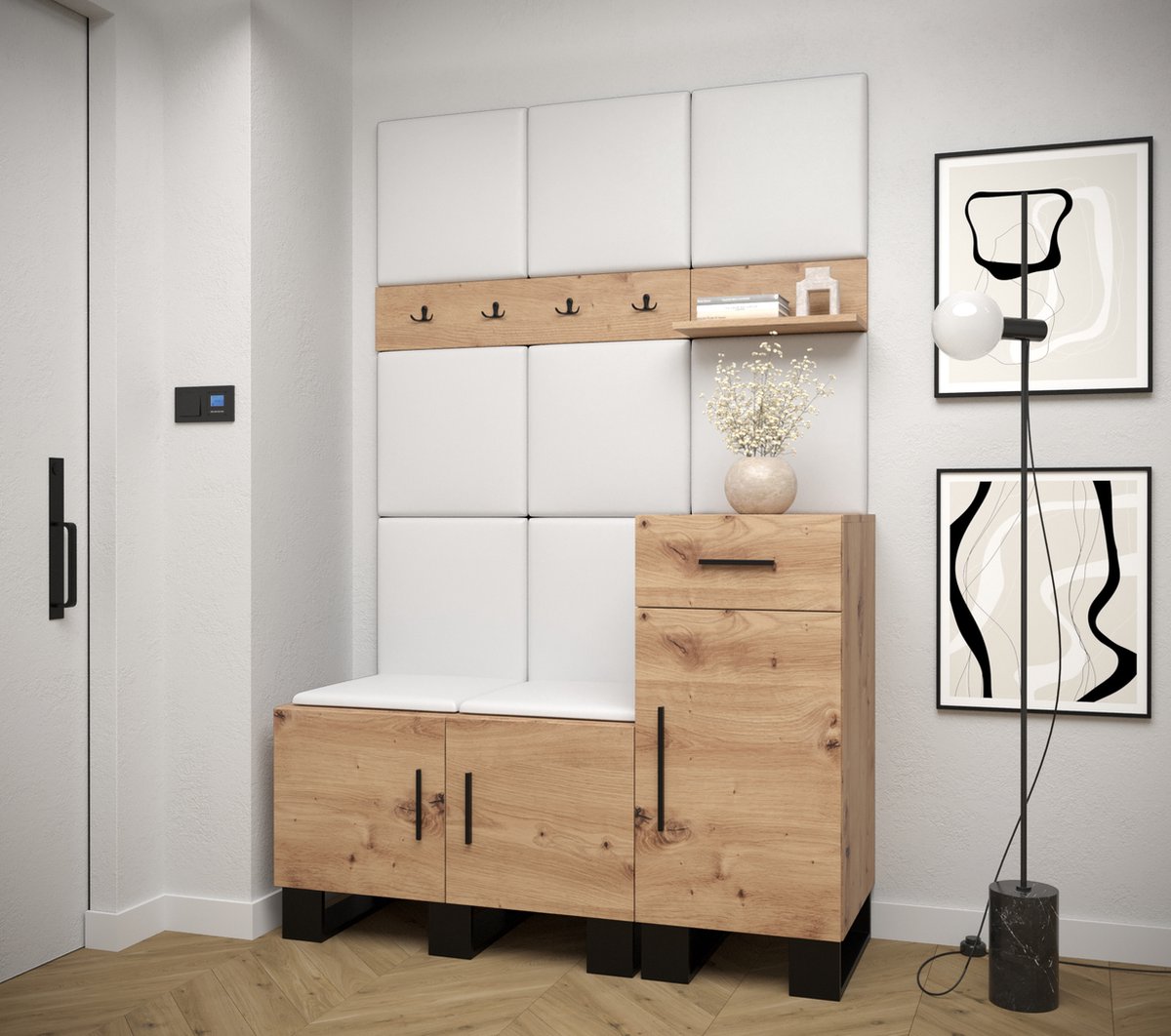 Garderobekast Ganggarderobe Compacte garderobe Vestibule Wandkast Plank ...