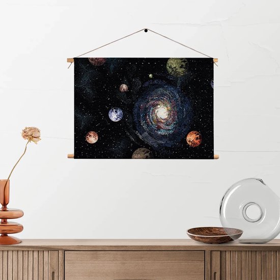 Textielposter Ons planetenstelsel Rechthoek Horizontaal XL (75 X 90 CM) - Wandkleed -... | bol