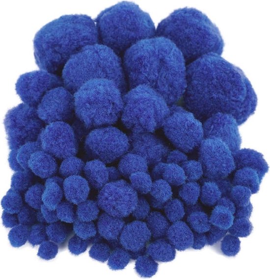 Pompons - 200x - blauw - 10-45 mm - hobby/knutsel materialen | bol