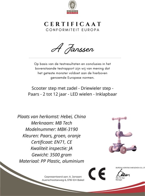 Scooter step met zadel - Driewieler step - Groen/Beige - 2 tot 12 jaar ...