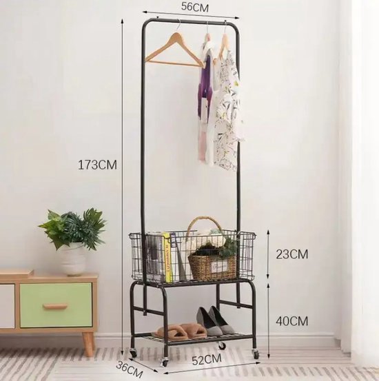 Portant à vêtements en métal noir - portants à vêtements avec panier de ...