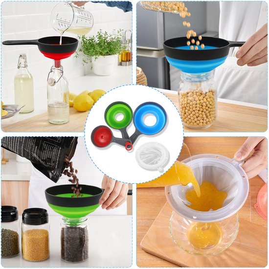 Trechter Keuken Jam Trechter Set van 3 Voedselveilige Siliconen ...