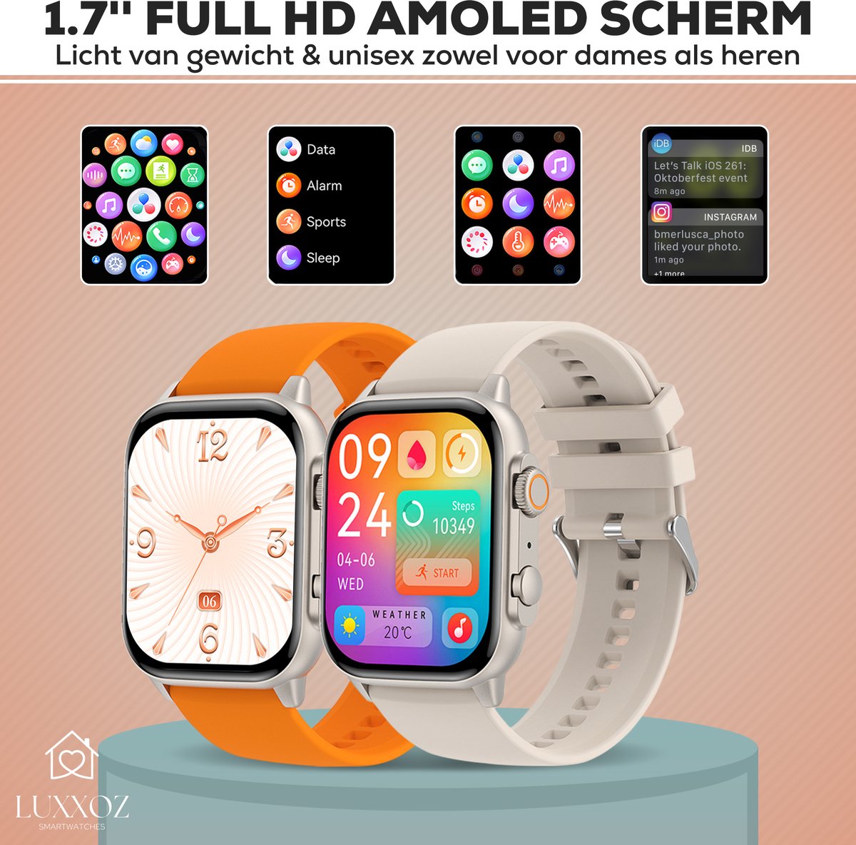 Smartwatch Rose Goud Met Stappenteller & Bloeddrukmeter - Smartwatch ...