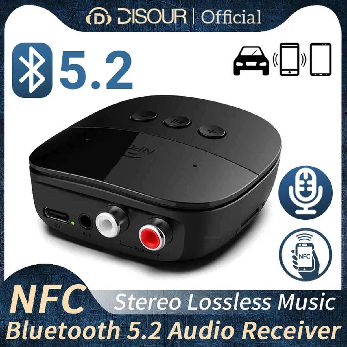 VIKEFON - Bluetooth Transmitter & Receiver 2 in 1 - BT 5.2 - 3.5MM AUX ...