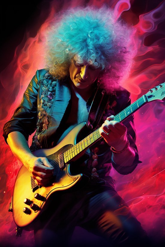 Brian May Poster | Queen | Rock Poster | Abstracte Kunst | Muziekposter ...