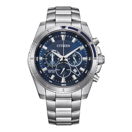 Citizen Chronograph heren horloge - AN8201-57L - RVS - Blauw | bol