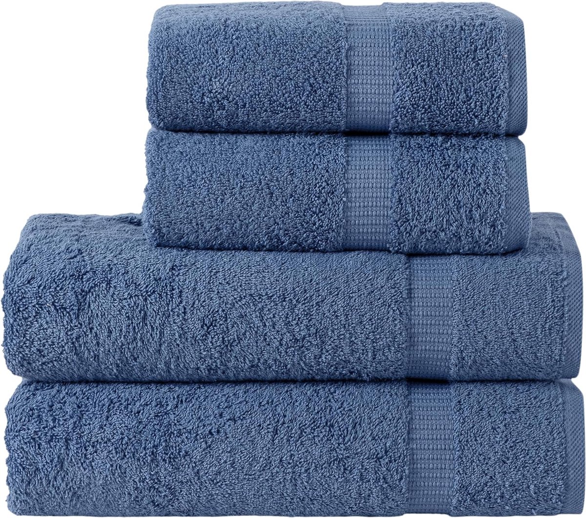 Handdoekenset - 4 blauwe handdoeken - Premium handdoekenset gemaakt van ...