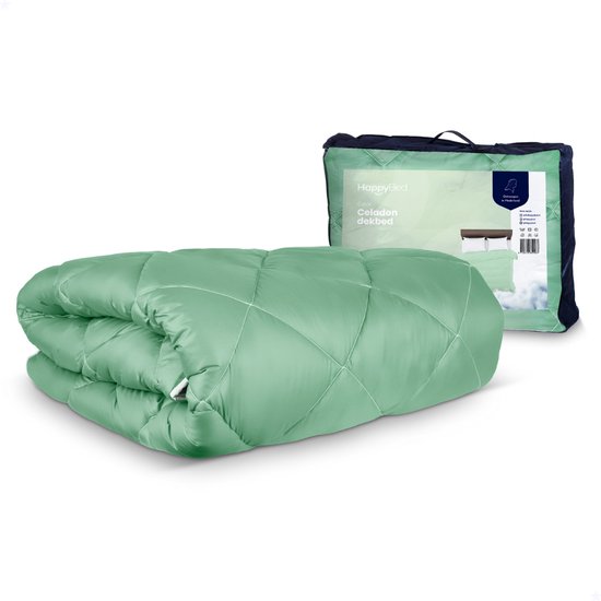 HappyBed Celadon | 200x220 - Wasbaar dekbed zonder overtrek - Bedrukt ...