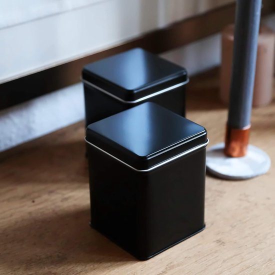 6 x klassieke vierkante theedoos/voorraaddoos, stapelbaar, aromadicht ...