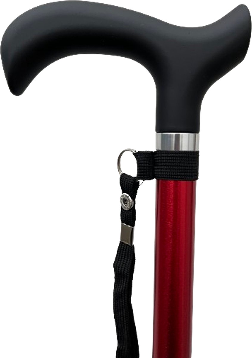 Wandelstok Rood met ergonomisch comfort handvat en polsbandje ...