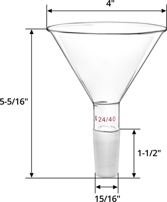 QWORK Trechter van glas, laboratoriumrichter, korte schacht van poeder ...