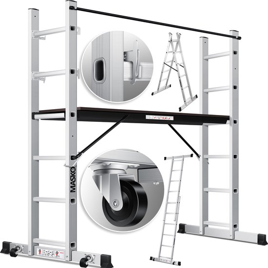 Masko® Kammersteiger Aluminium Steiger Multifunctionele Ladder ...