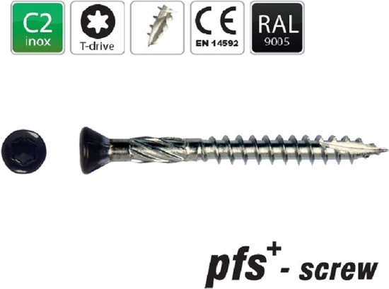 PFS+ - Potdekselschroef 4x35 RVS zwart Torx 200st | bol