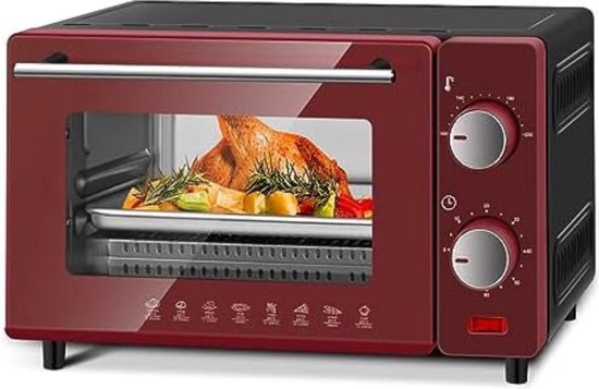 Mini Oven Vrijstaand - Kleine Oven - Rood - 10L | bol