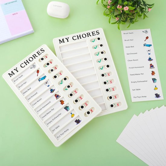 2X My Chores Checklist Board, Daily Reminder Chore Chart for Kids Adults Plastic Memo... | bol.
