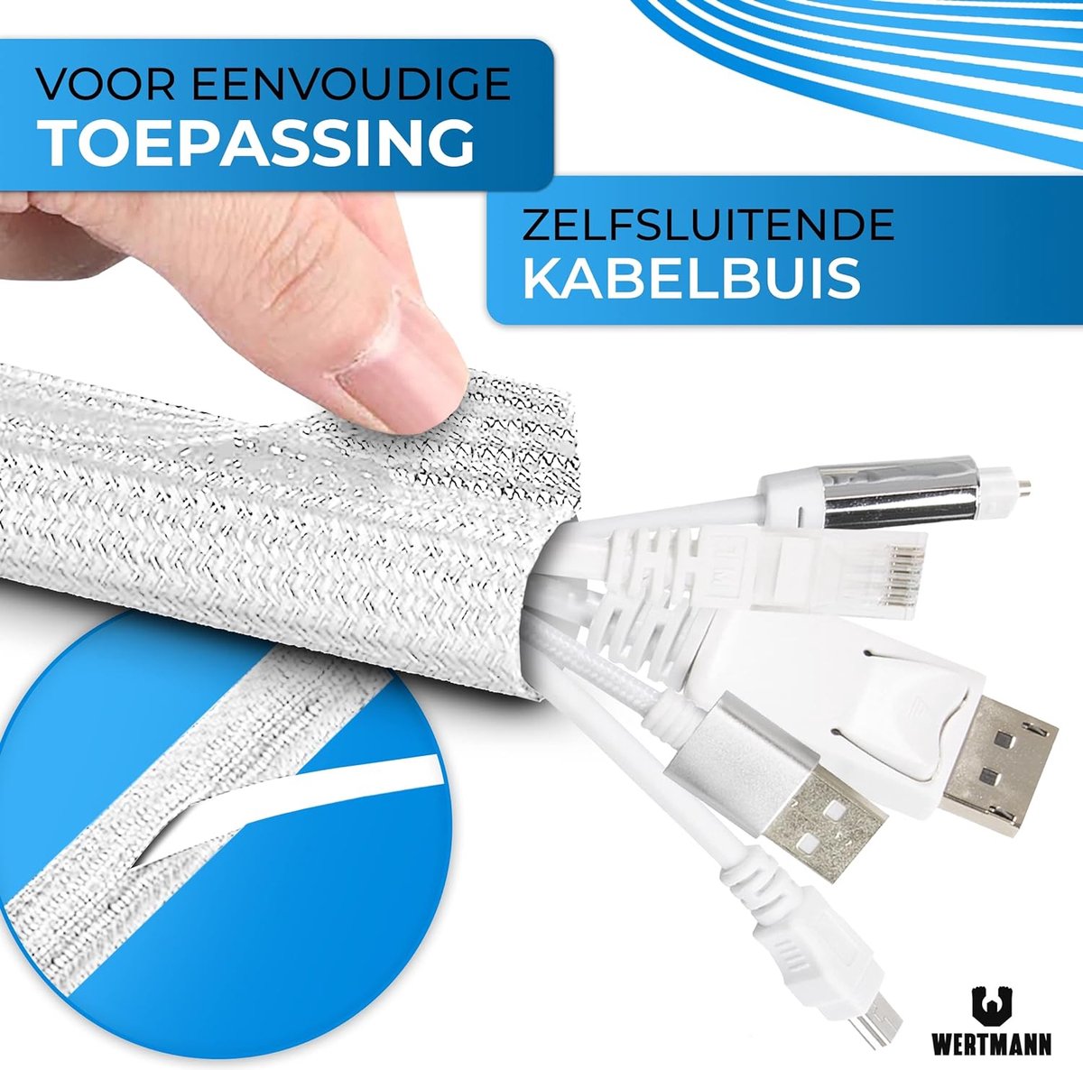 geweven kabelgoot wit [3m] als witte TV kabelslang of als PC ...